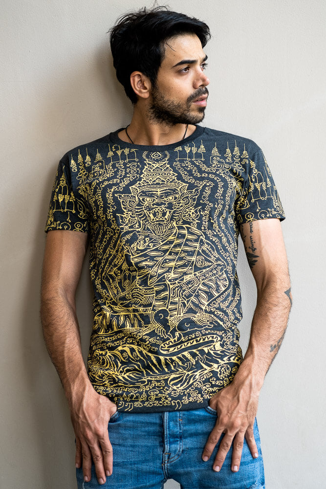 Men’s Sak Yant Hermit T-shirt in Black | Hippie-Pants.com – Hippie Pants