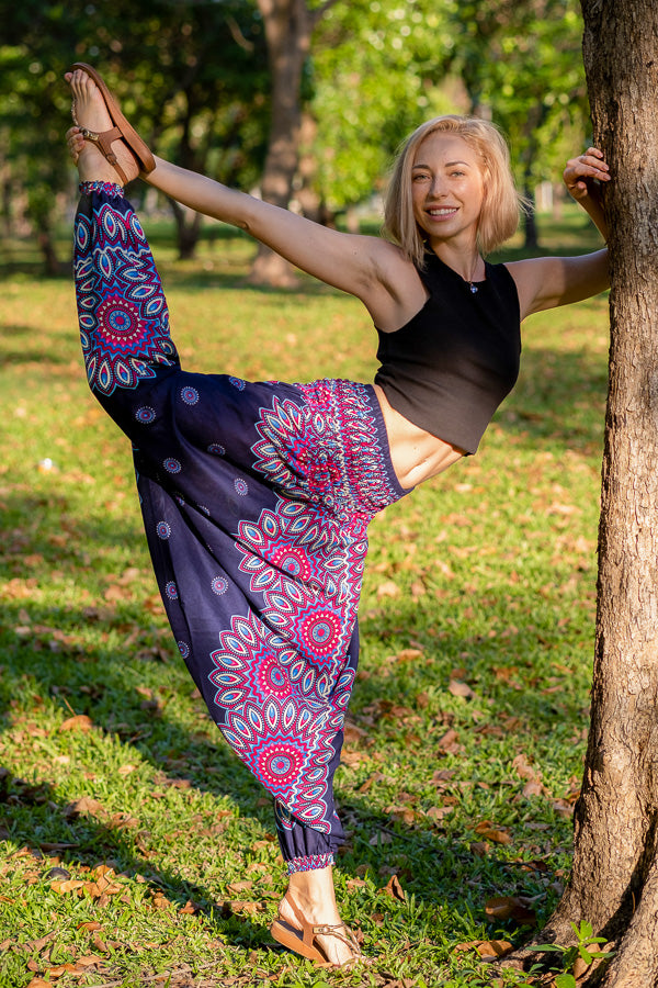 Blue Bamboo Rayon Lotus Harem Pants | Hippie-Pants.com – Hippie Pants