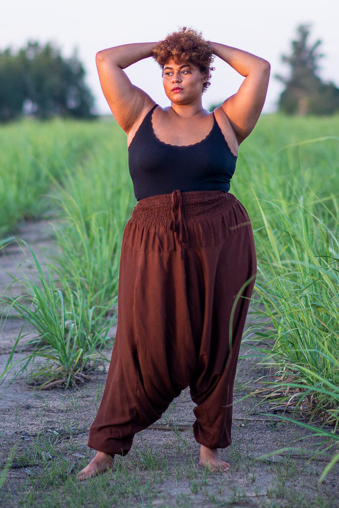 Plus Size Solid Brown Harem Pants | Hippie-Pants.com – Hippie Pants