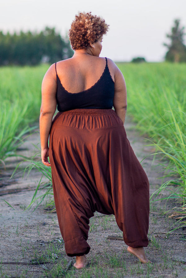 Plus Size Solid Brown Harem Pants | Hippie-Pants.com – Hippie Pants