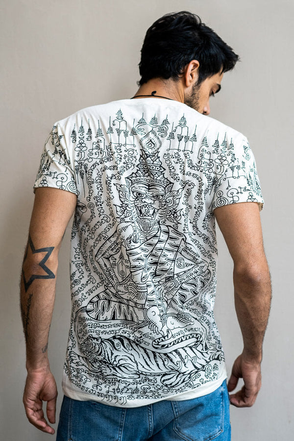 Men’s Sak Yant Hermit T-shirt in White | Hippie-Pants.com – Hippie Pants