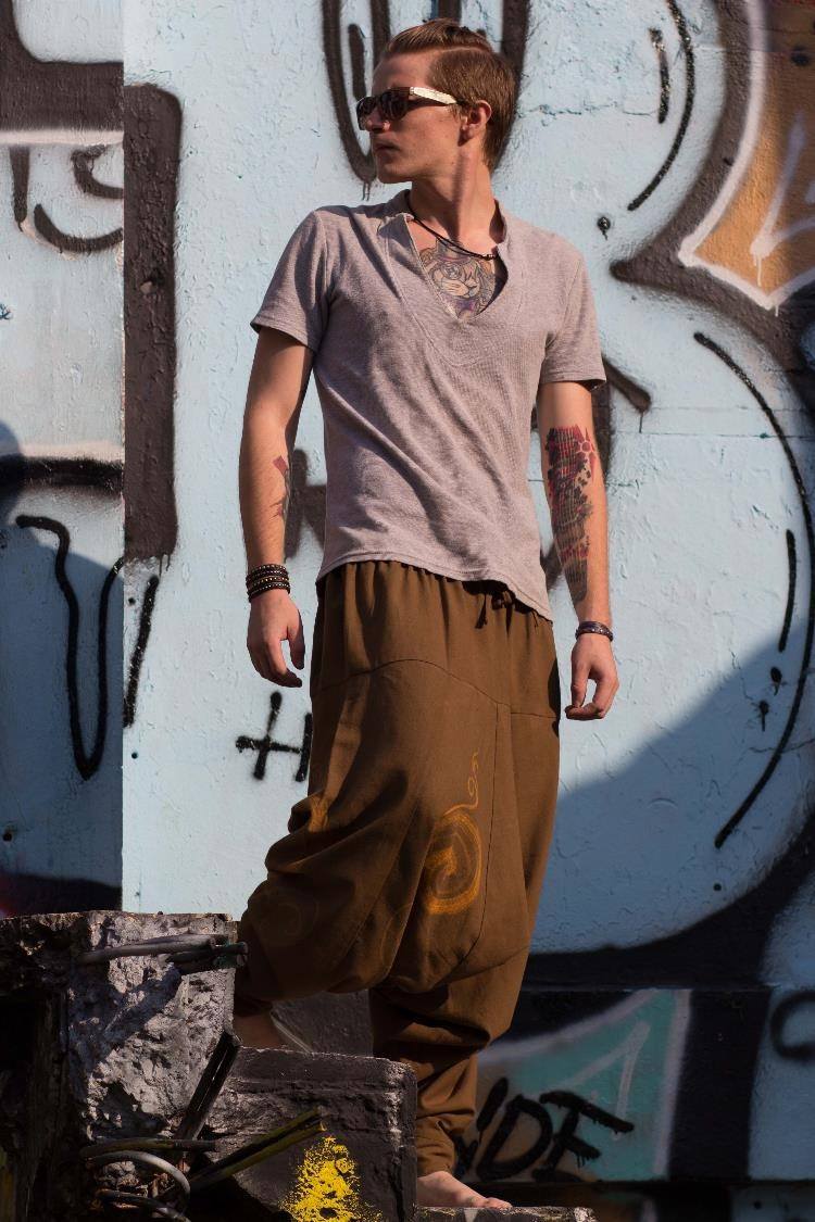 Beige Evolution Harem Pants for Men | Hippie-Pants.com – Hippie Pants