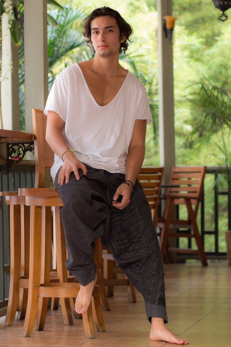 Dark Gray Men’s Cotton Om Harem Pants | Hippie-Pants.com – Hippie Pants